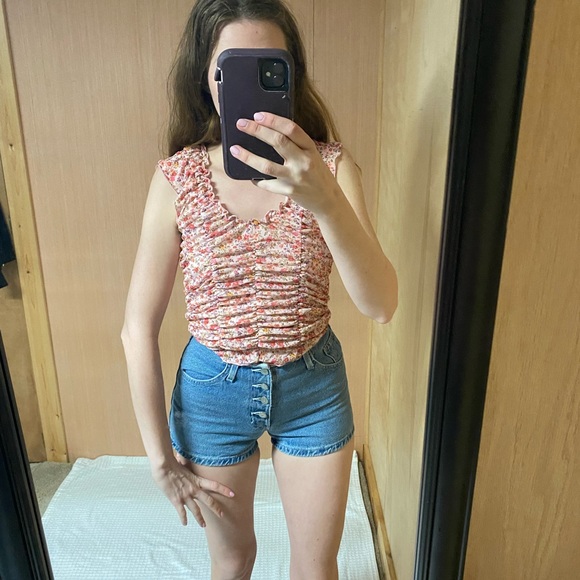 Self Esteem | Tops | 9s Self Esteem Floral Scrunch Shirt | Poshmark